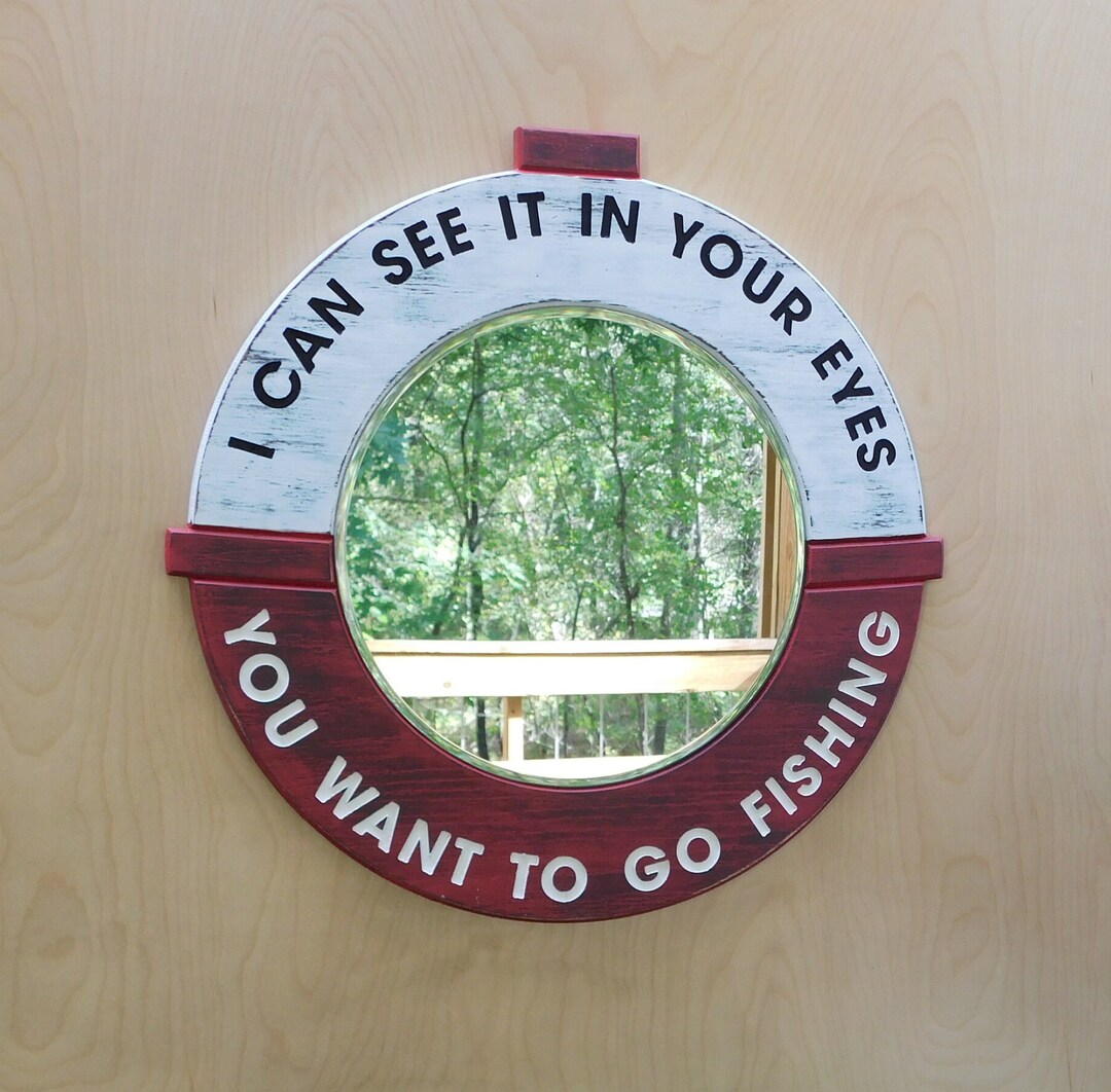 20-inch Distressed Wood Bobber Mirror - Etsy