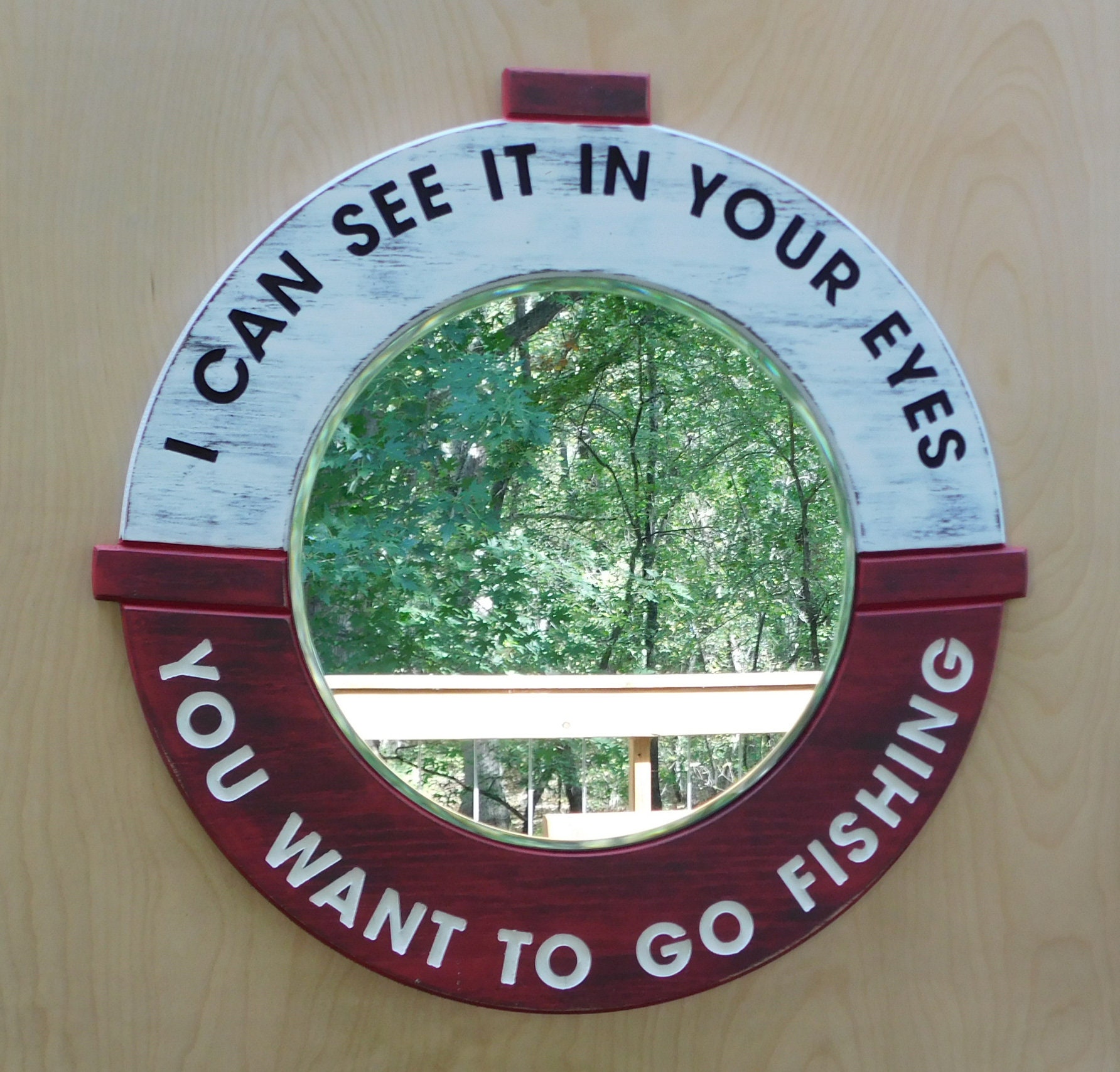 20-inch Distressed Wood Bobber Mirror - Etsy