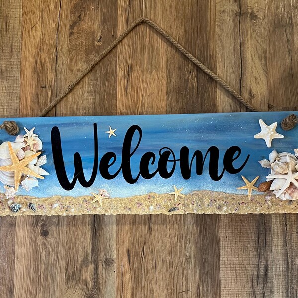 Beachy Welcome Sign - Etsy