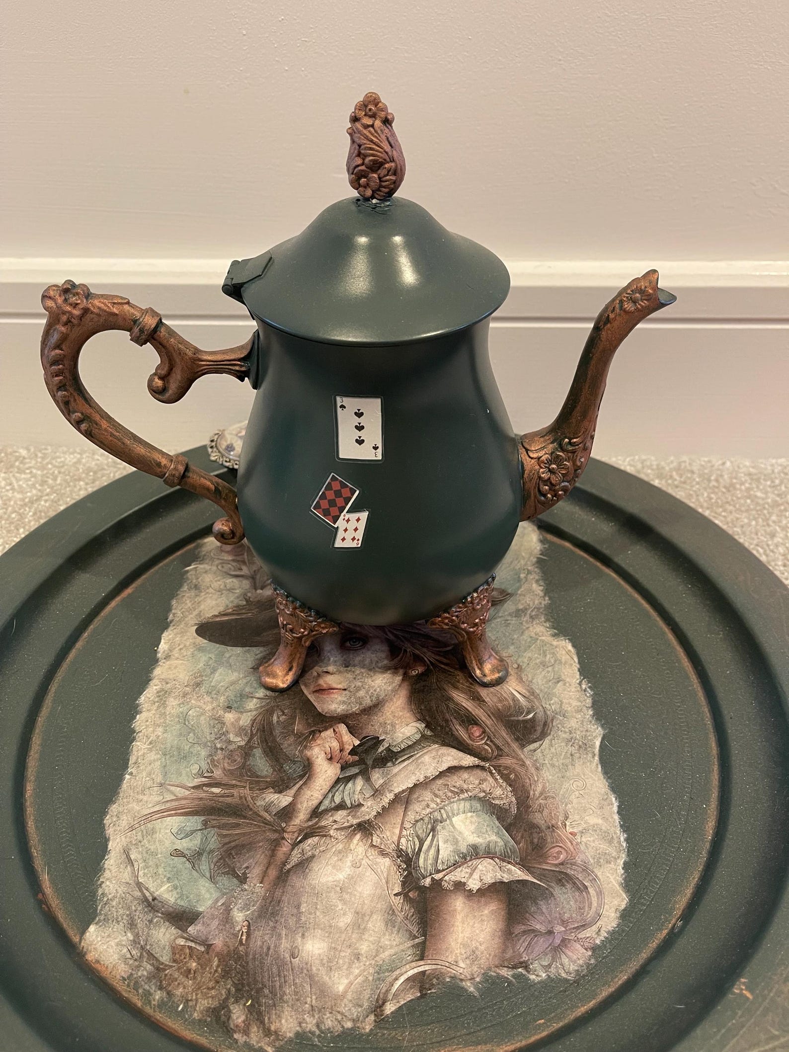 Alice in Wonderland Gothic Tea Set | Hand-painted Upcycled Tea Pot ...