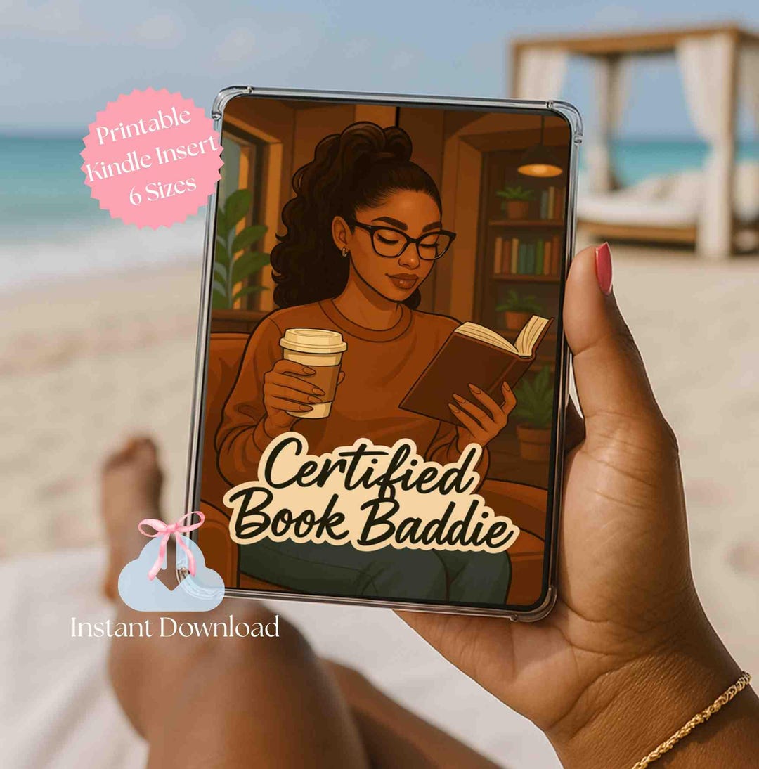 Black Girl Kindle Insert, Certified Book Baddie Bookish Insert for Clear Case, Printable ...