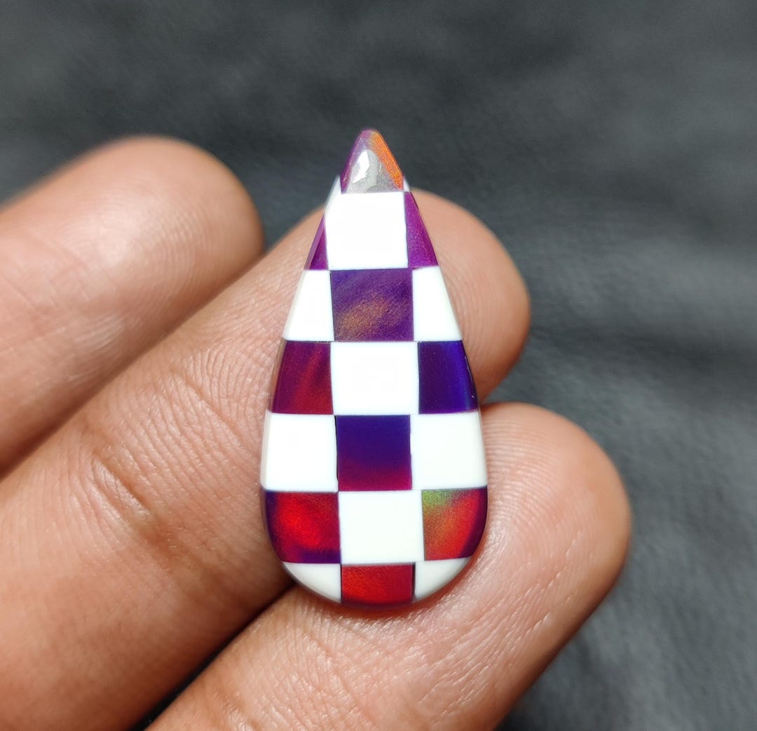 Aurora Opal Checker Board Pattern Cabochon, Aurora Opal Checker Board ...