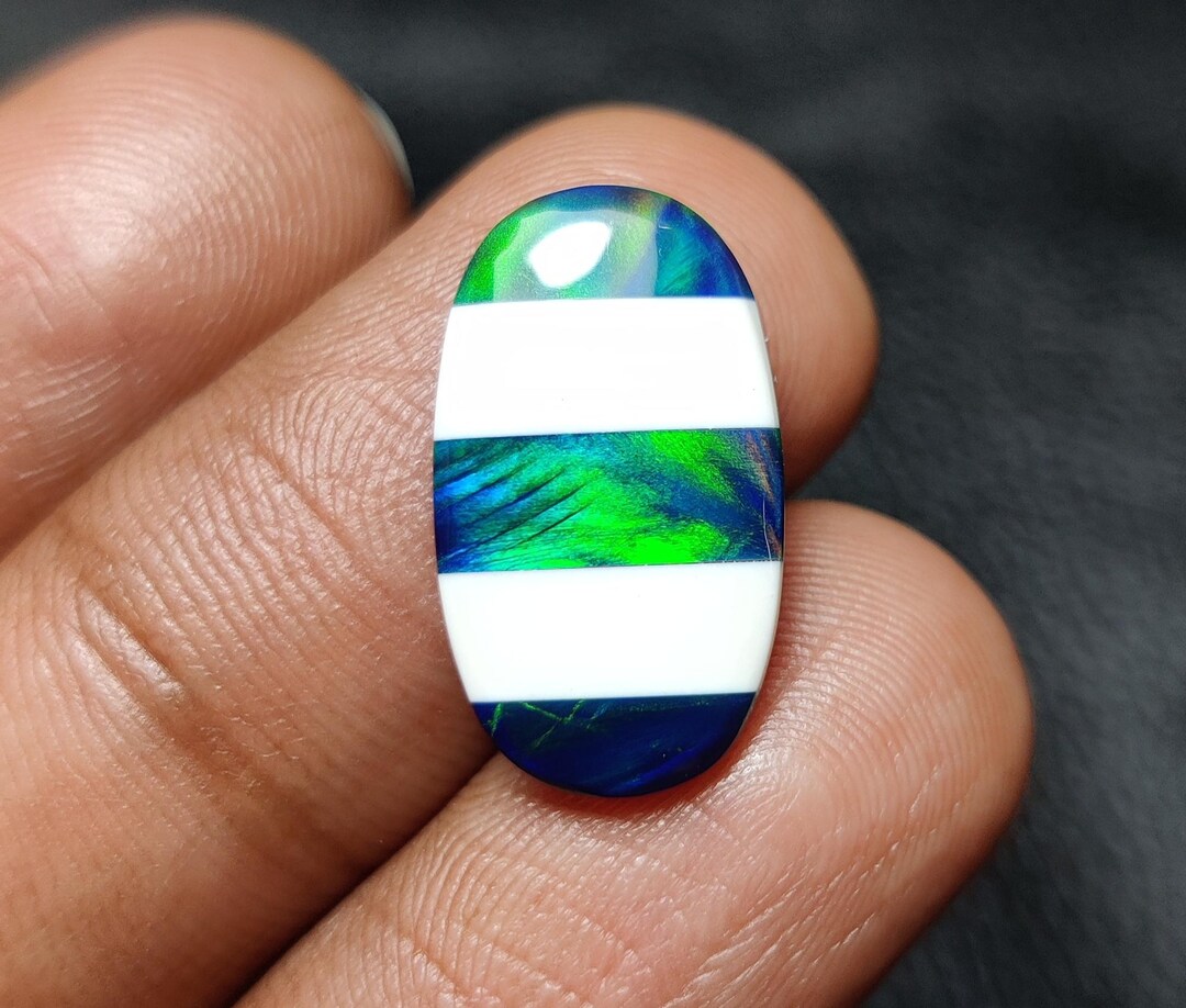 Aurora Opal Checker Board Pattern Cabochon, Aurora Opal Checker Board ...