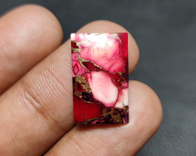 Red Rose Dahlia Mohave Copper Turquoise Cabochon, Smooth Red Rose ...