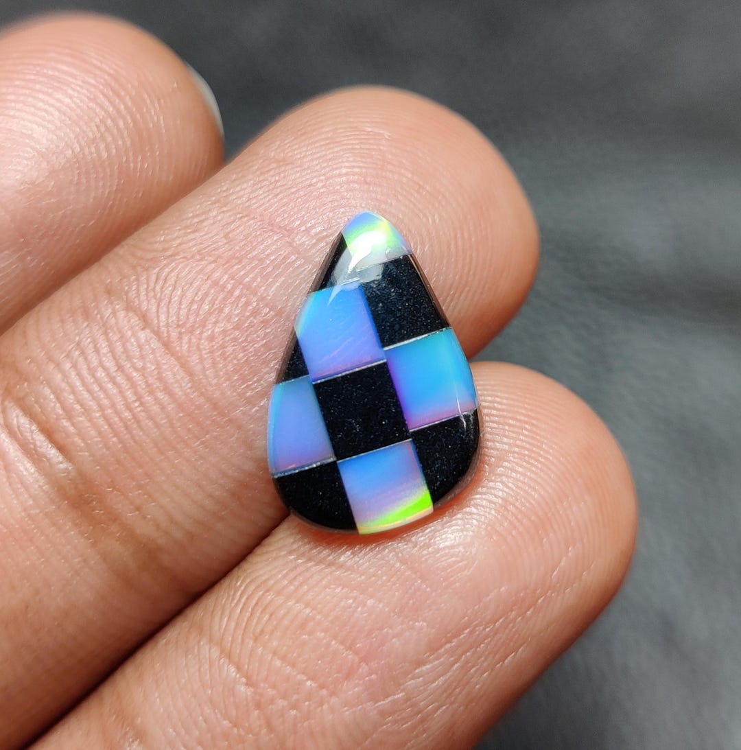 Aurora Opal Checker Board Pattern Cabochon, Aurora Opal Checker Board ...