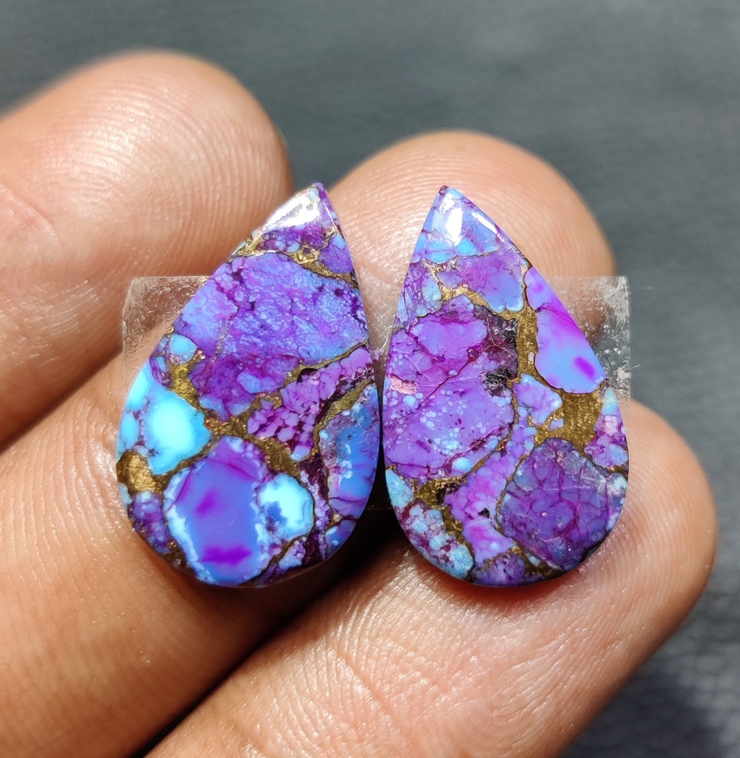 Natural Purple Mohave Turquoise Pair Cabochon Mohave - Etsy