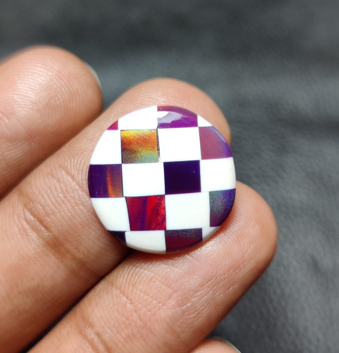 Aurora Opal Checker Board Pattern Cabochon, Aurora Opal Checker Board ...