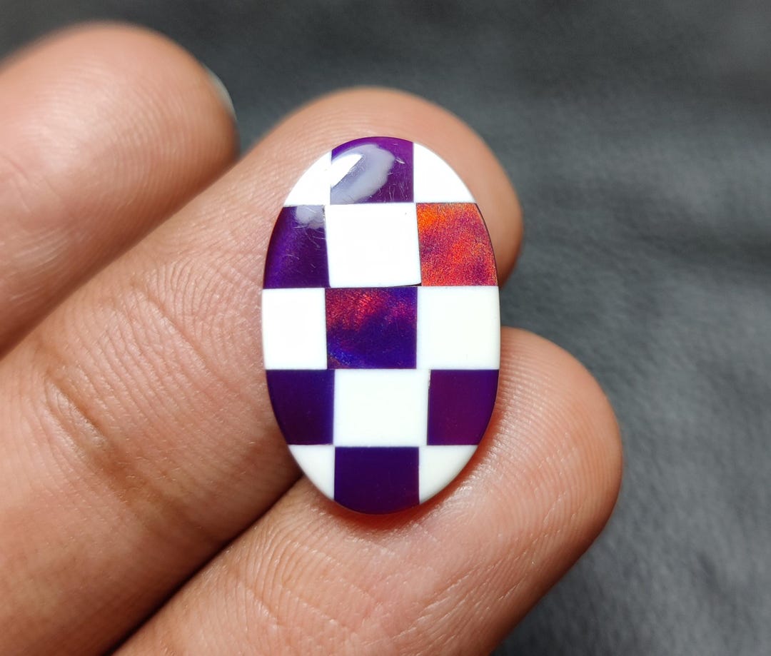 Aurora Opal Checker Board Pattern Cabochon, Aurora Opal Checker Board ...