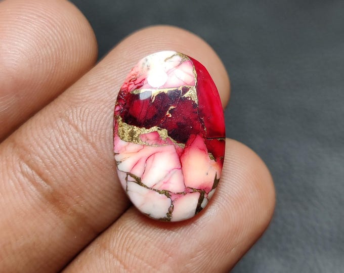 Red Rose Dahlia Mohave Copper Turquoise Cabochon, Smooth Red Rose ...