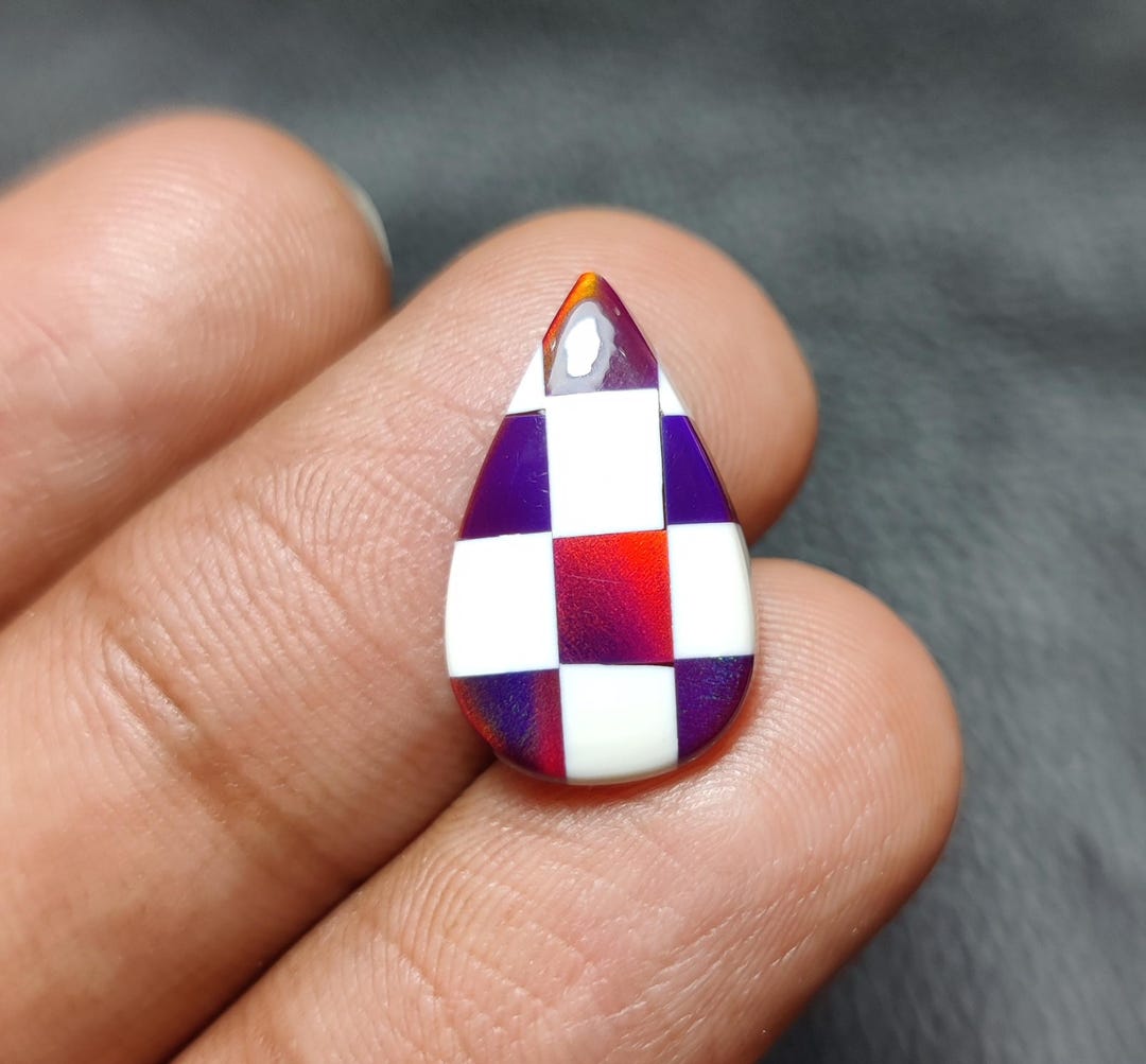 Aurora Opal Checker Board Pattern Cabochon, Aurora Opal Checker Board ...