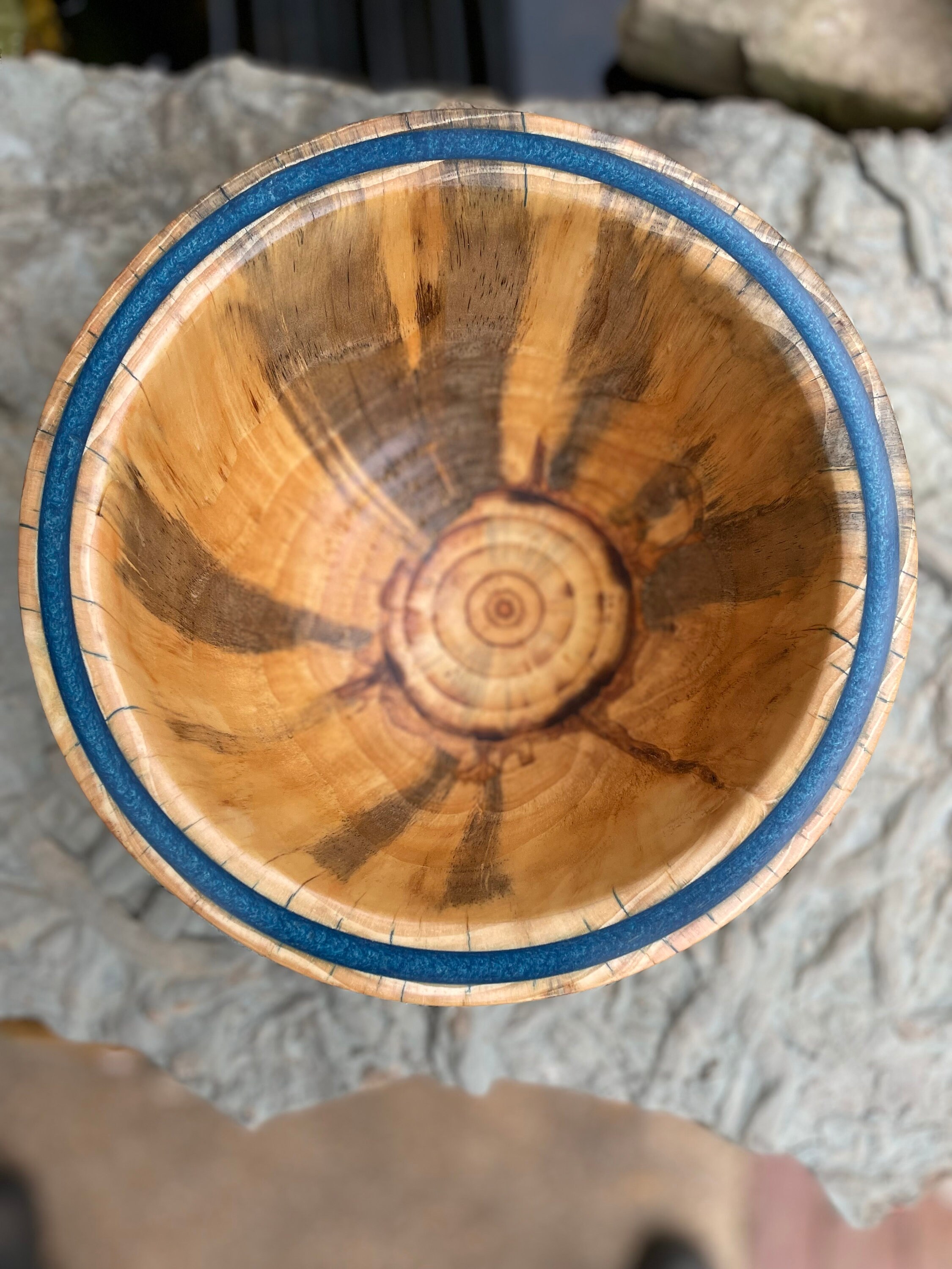 Spalted Pine Bowl With Metallic Blue Resin Inlay 264 - Etsy