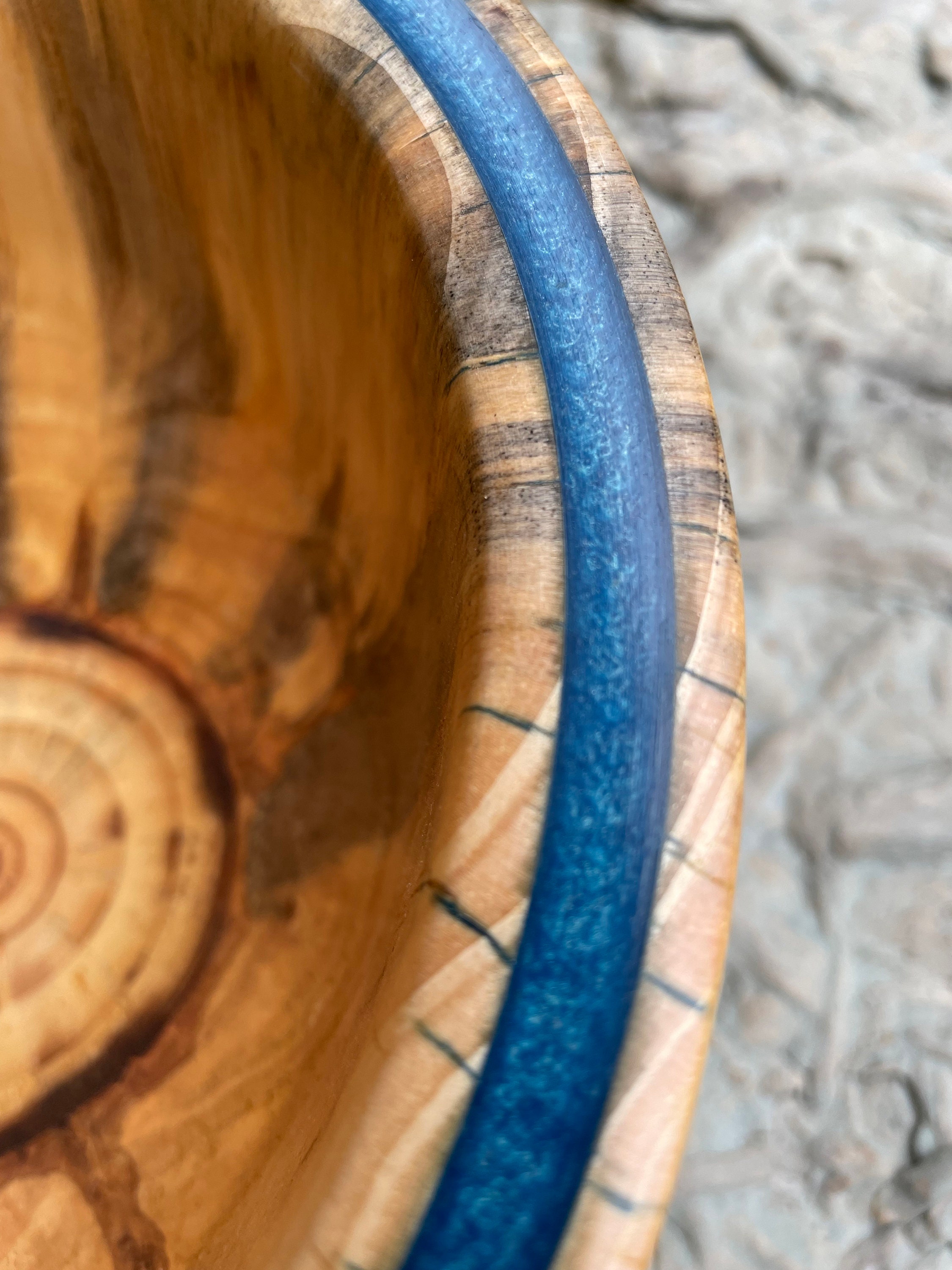 Spalted Pine Bowl With Metallic Blue Resin Inlay 264 - Etsy