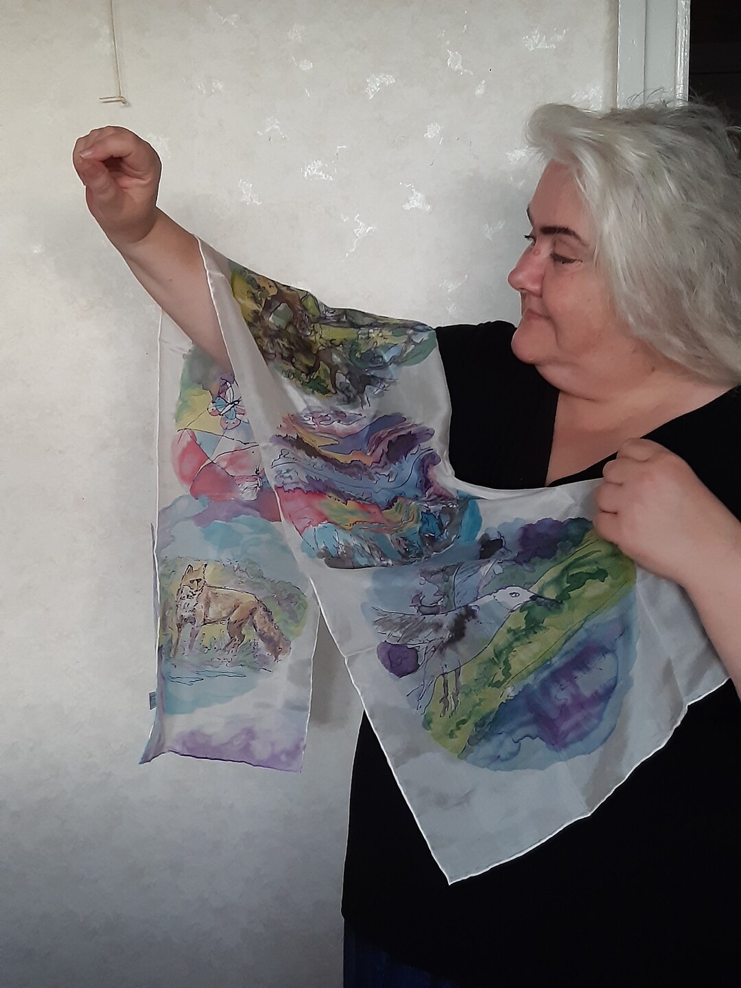 Silk Scarf With Symbols of Spiritual Power - Etsy UK