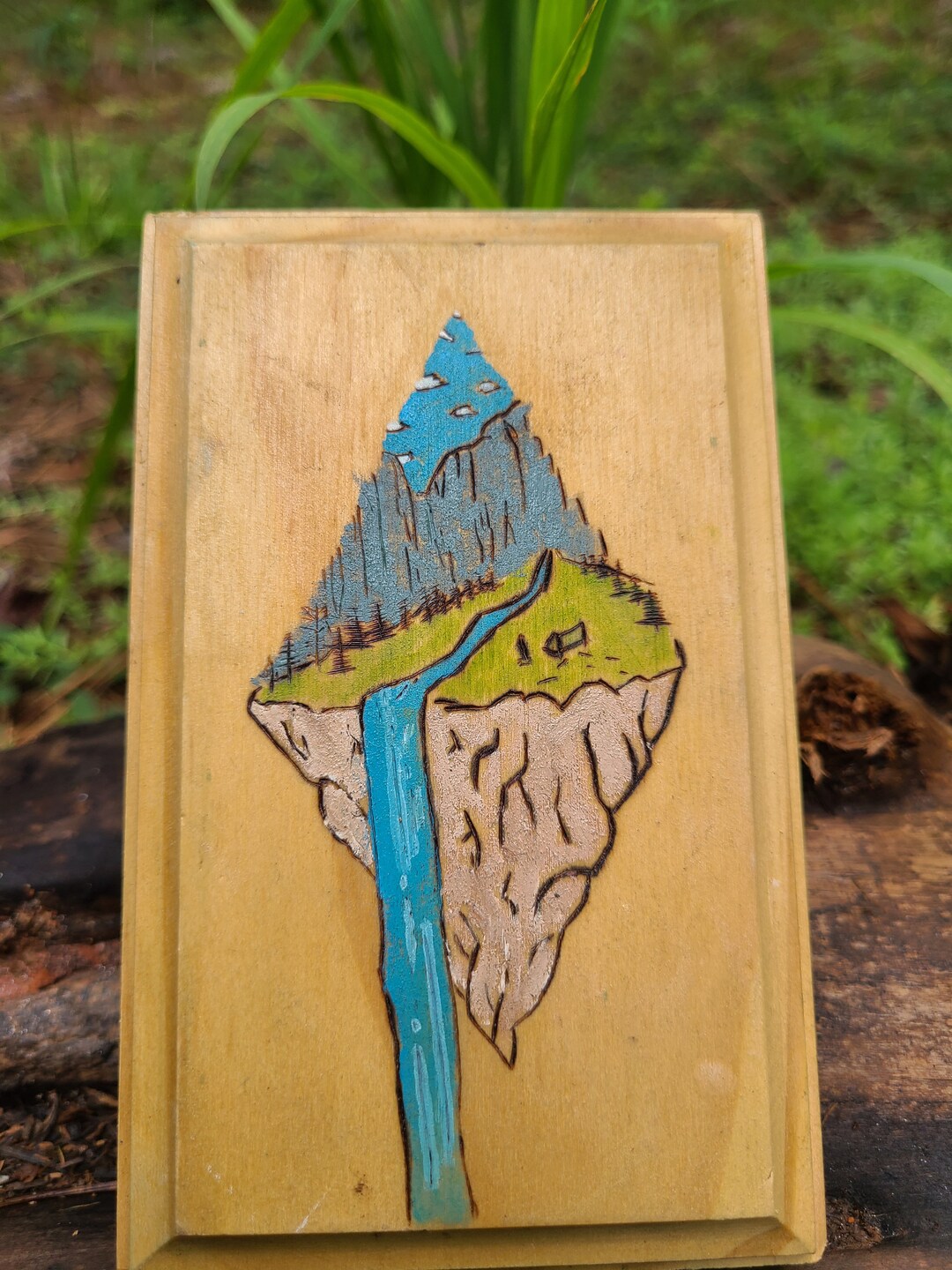 Small Wall Hanging Pyrography Art Water Scene - Etsy