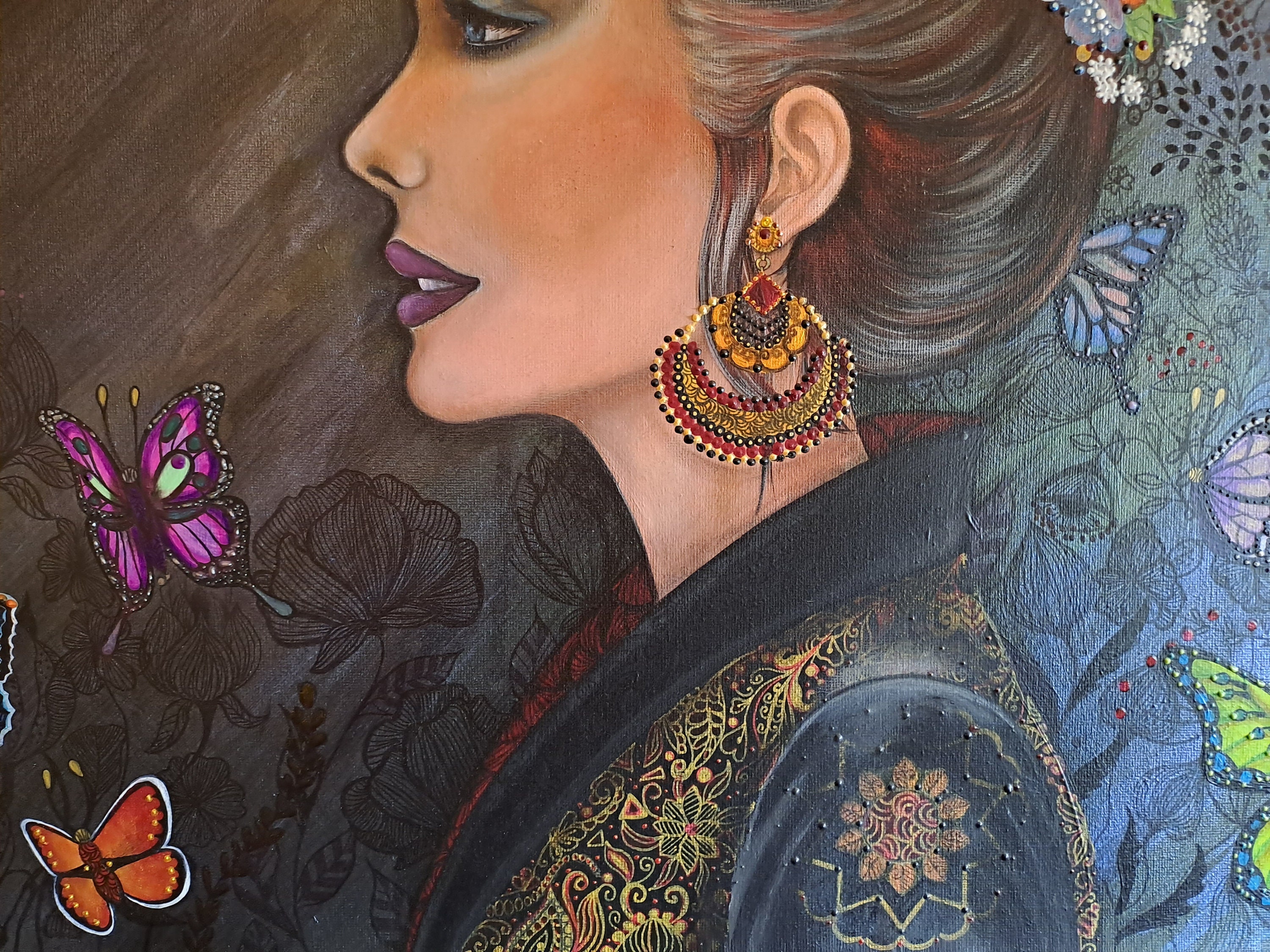 Painting "the Lady With the Butterflies" - Etsy
