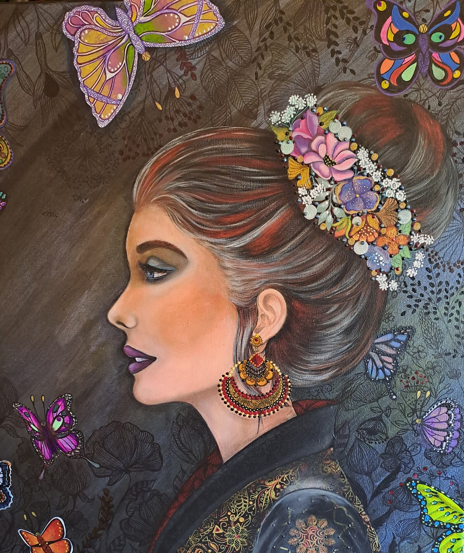 Painting "the Lady With the Butterflies" - Etsy