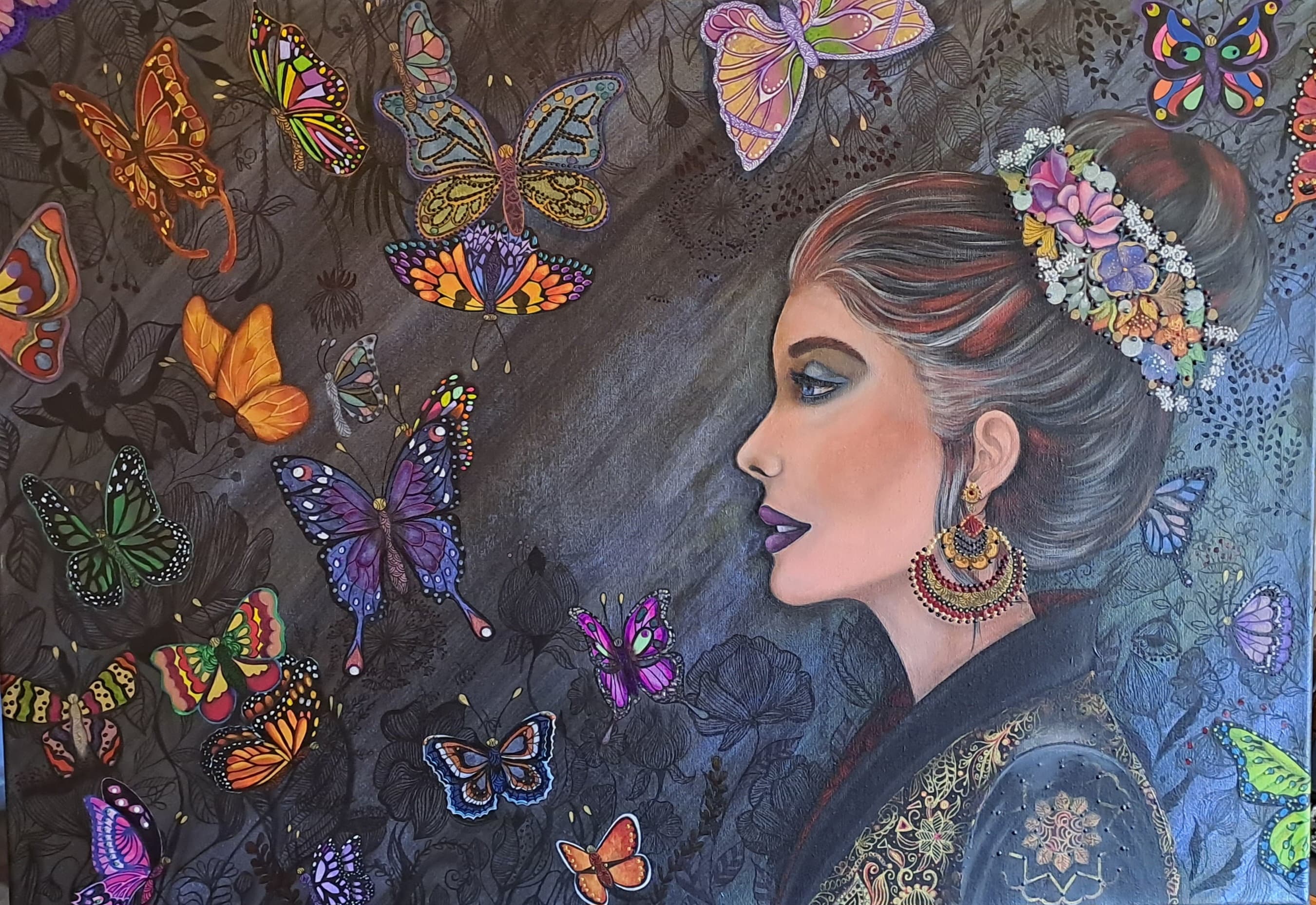 Painting "the Lady With the Butterflies" - Etsy