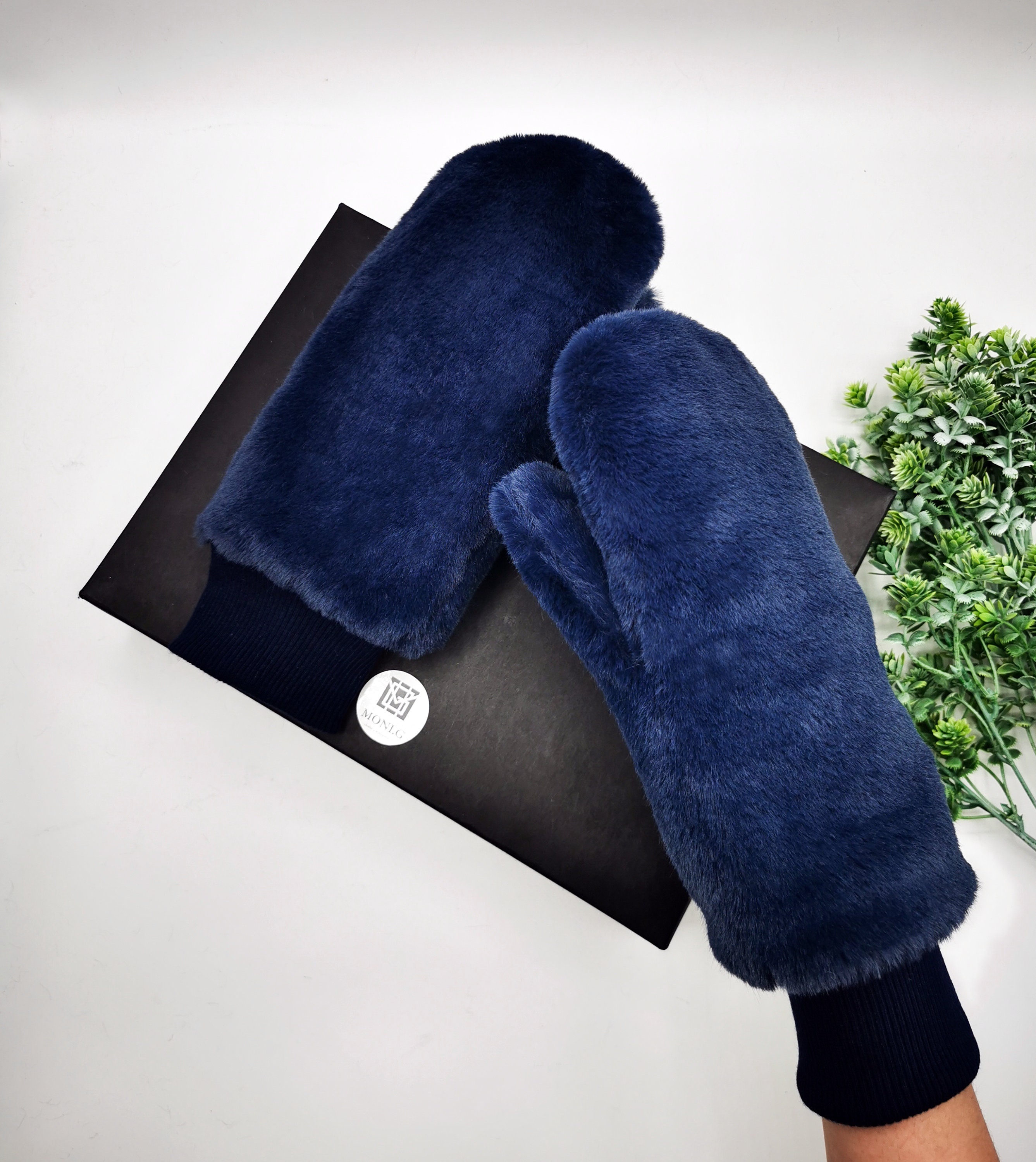 Womens Faux Fur Mittens, Blue Faux Fur Gloves, Womens Winter Mittens ...