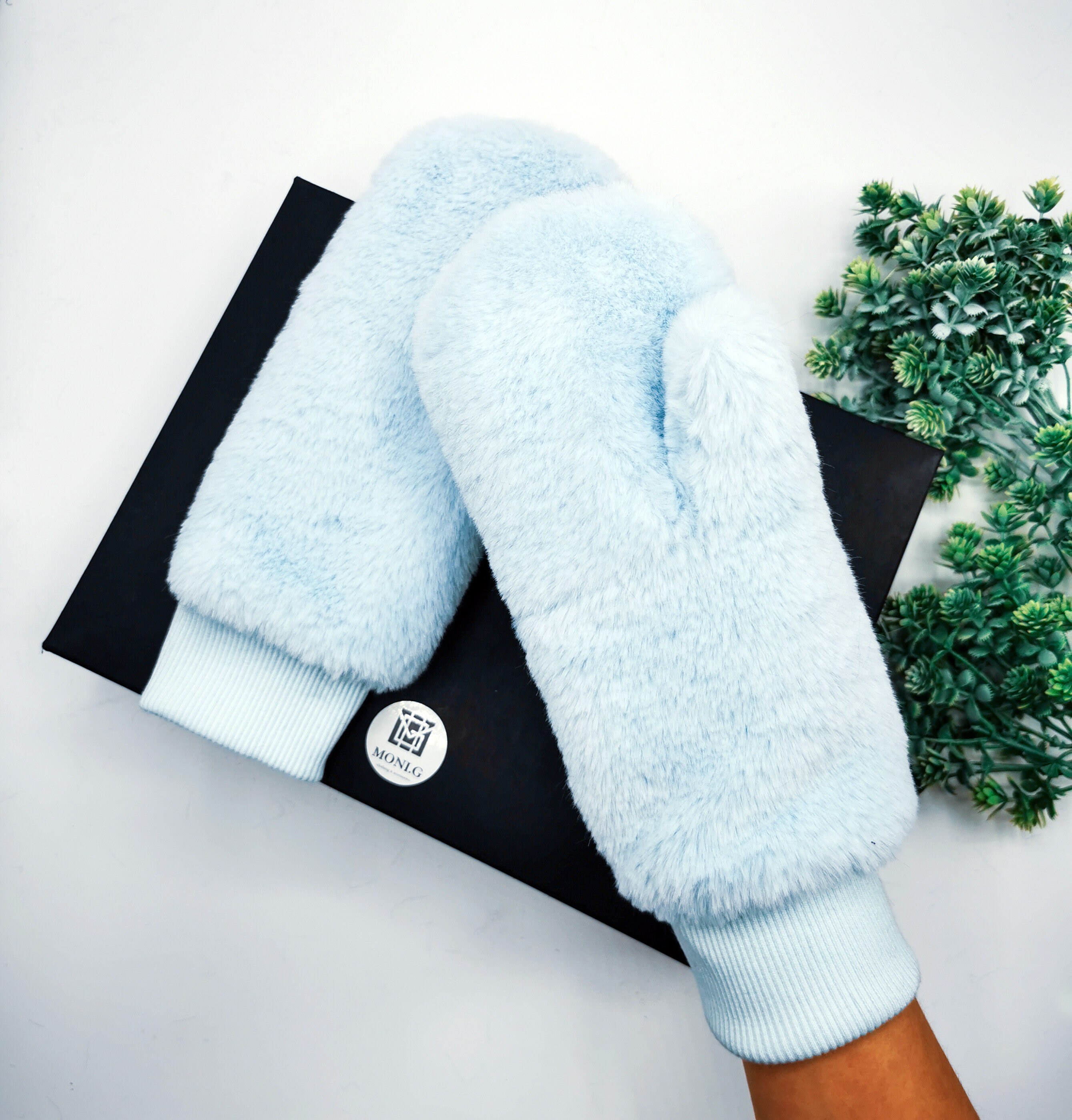 Womens Faux Fur Mittens Cyan Faux Fur Gloves Womens Winter - Etsy