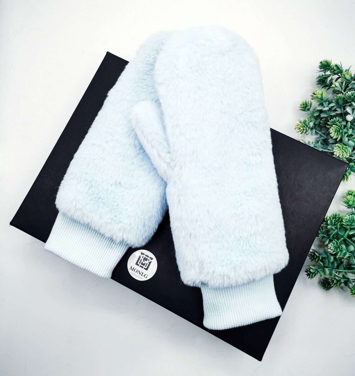 Womens Faux Fur Mittens Cyan Faux Fur Gloves Womens Winter - Etsy