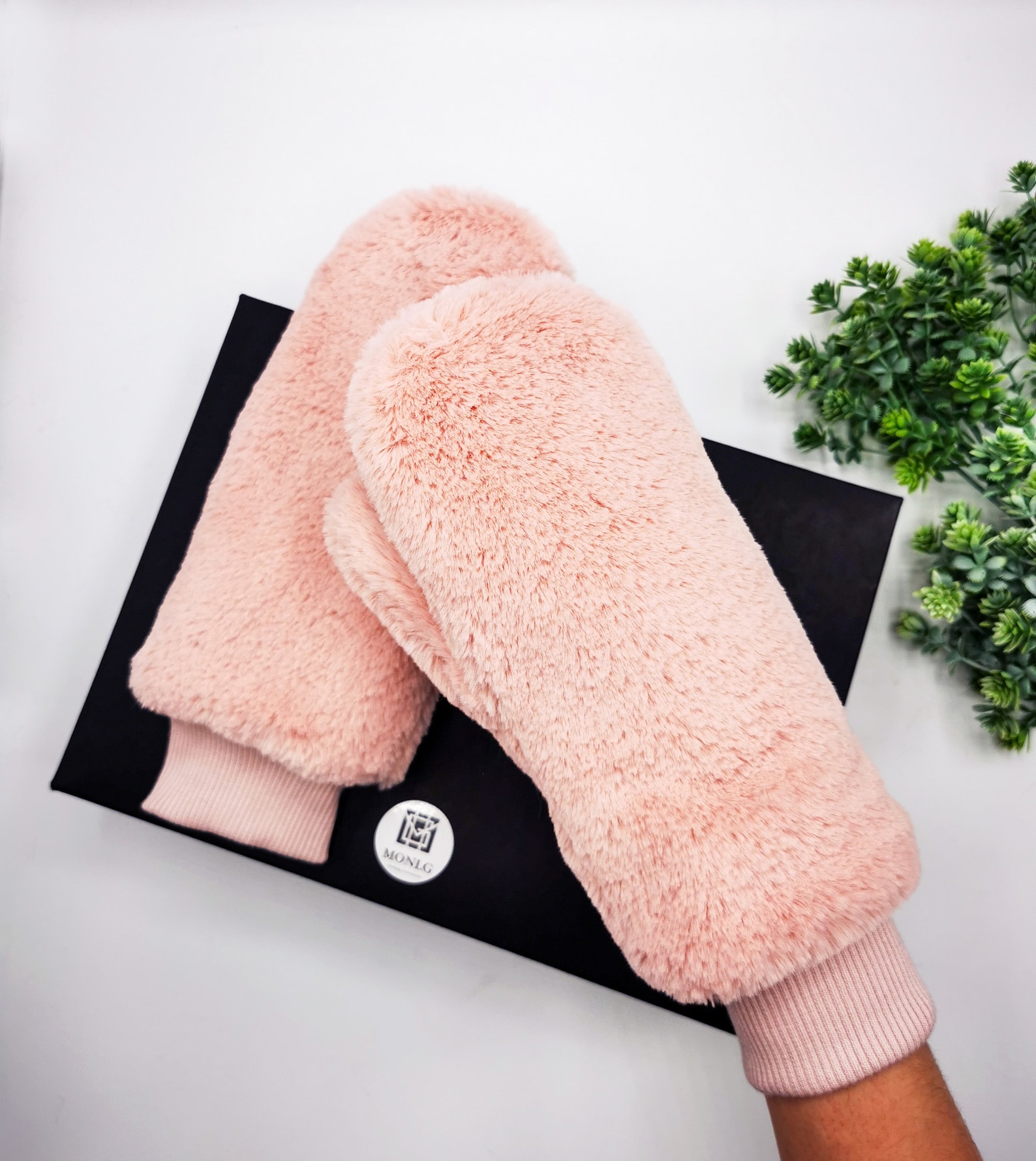 Women’s Faux Fur Mittens, Rose Faux Fur Gloves, Women’s Winter Mittens ...