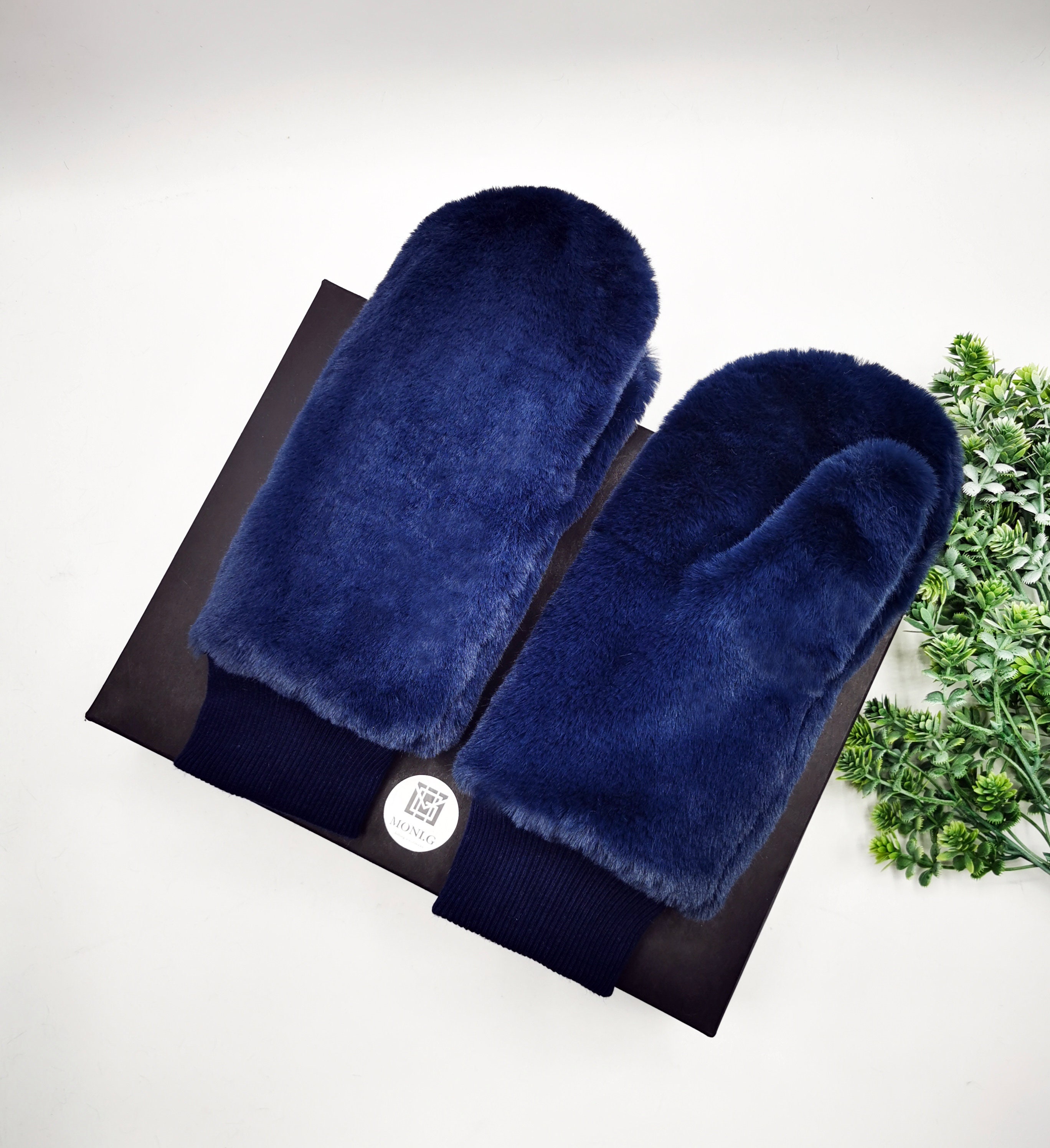 Womens Faux Fur Mittens, Blue Faux Fur Gloves, Womens Winter Mittens ...
