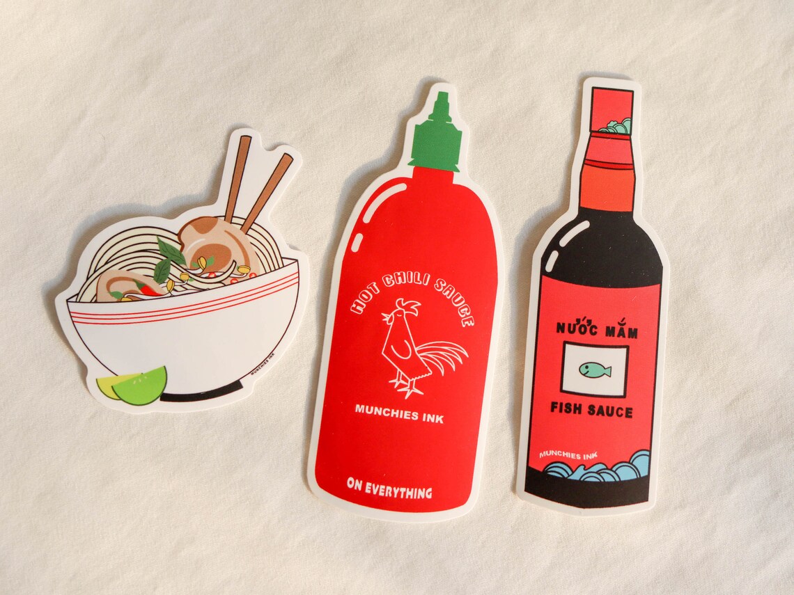 Pho Bowl Sriracha Sticker Vietnamese Fish Sauce Food Sticker - Etsy
