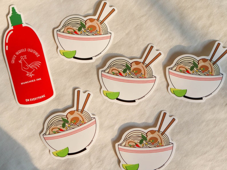 Pho Bowl Sriracha Sticker Vietnamese Fish Sauce Food Sticker - Etsy