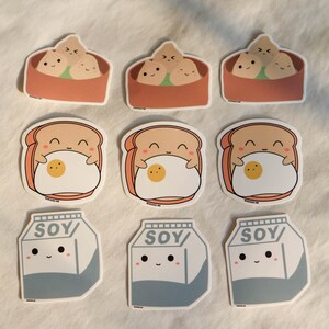 Dumpling Sticker Soy Milk Sticker Decor Toast and Egg Asian - Etsy
