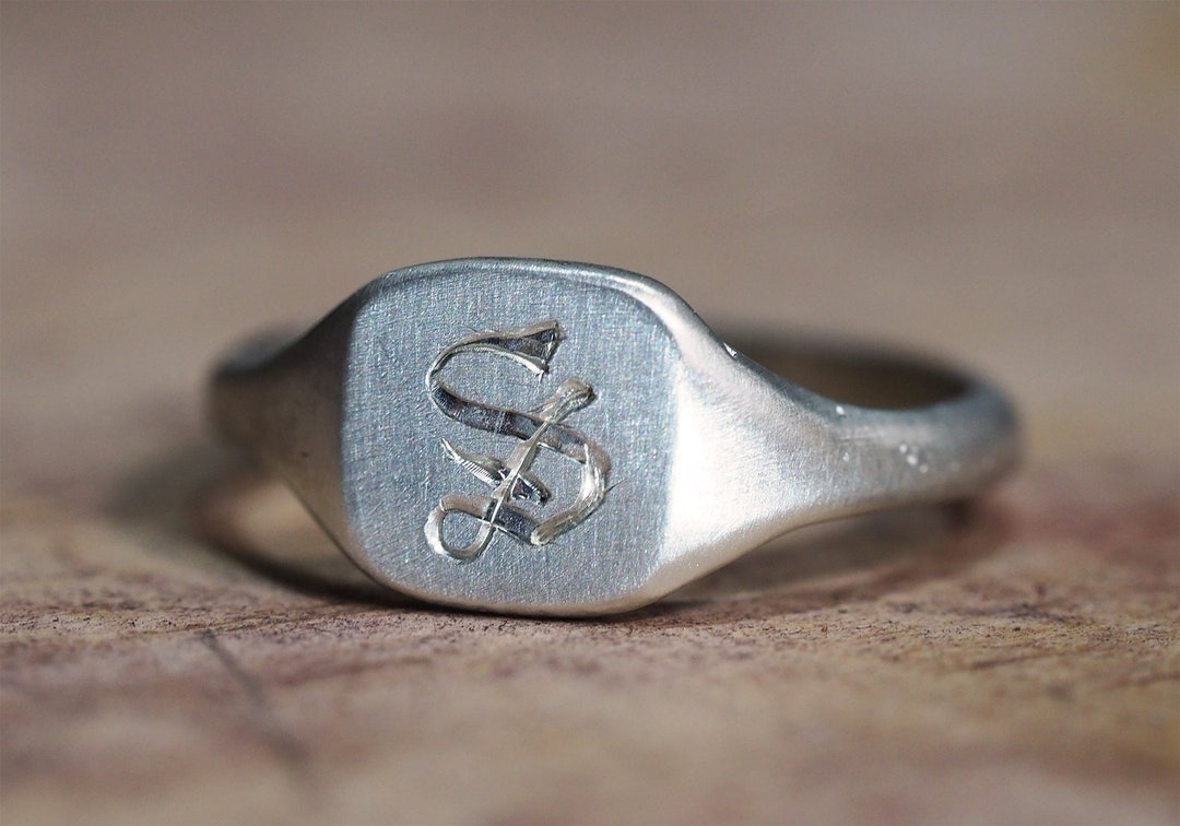 Hand Engraved Mini Signet Ring – 9mm – Sterling Silver - Etsy