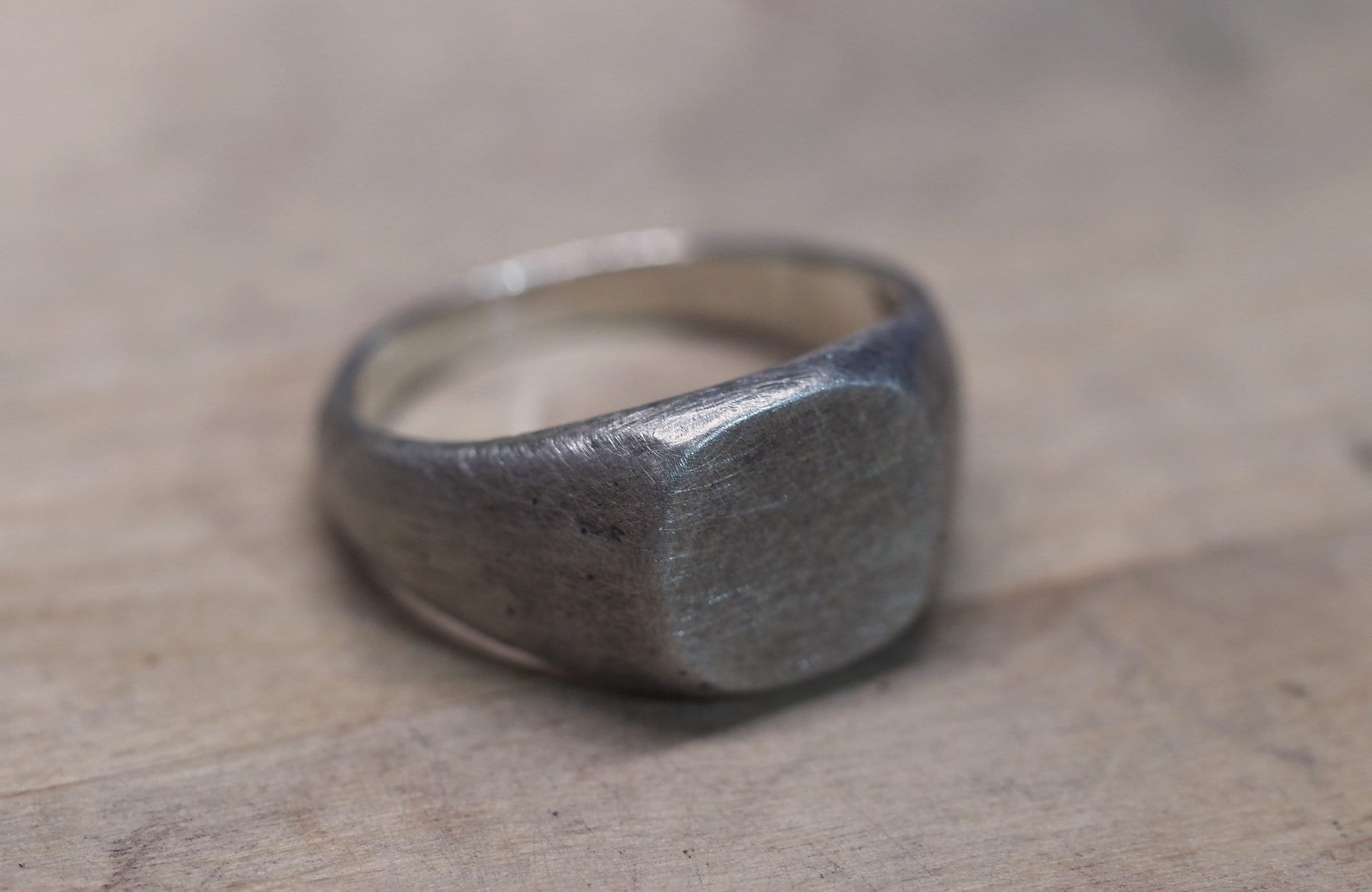 Vintage Sterling Silver Signet Ring - Blank Oxidized Worn Patina - Etsy