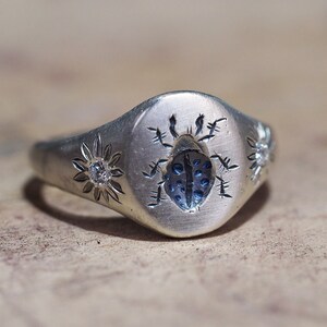 Ladybird Ring – Hand Engraved Ladybug Sterling Silver Ring Deep Relief ...