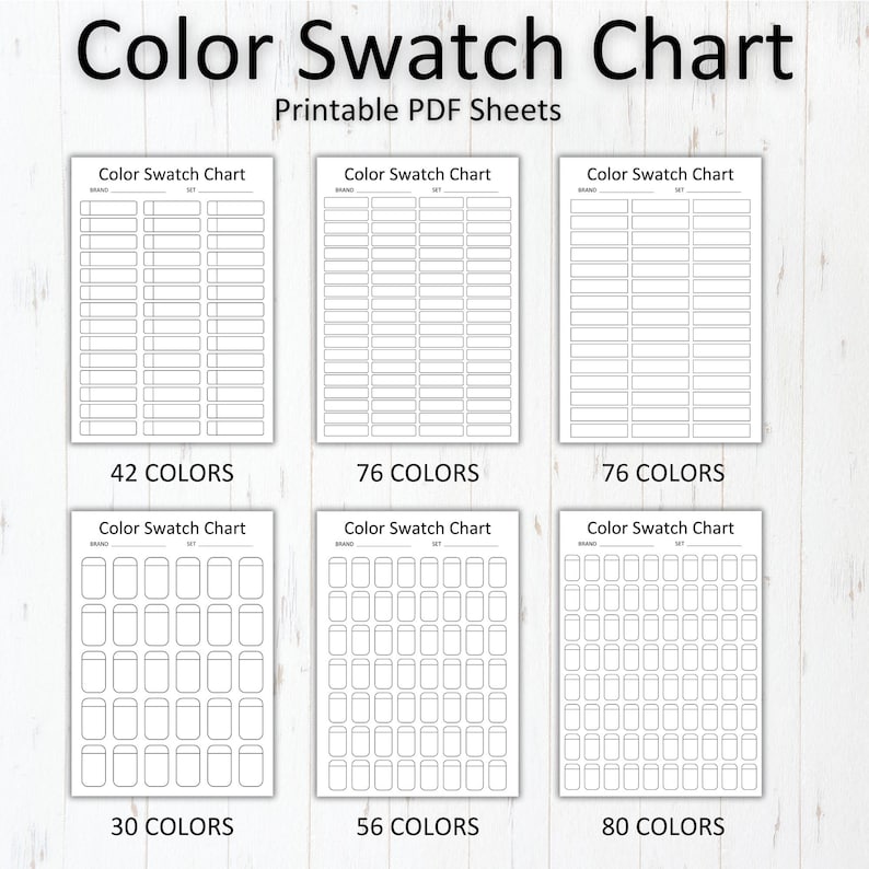 Printable Color Swatch Chart: Alcohol Markers, Pencils, Watercolors ...