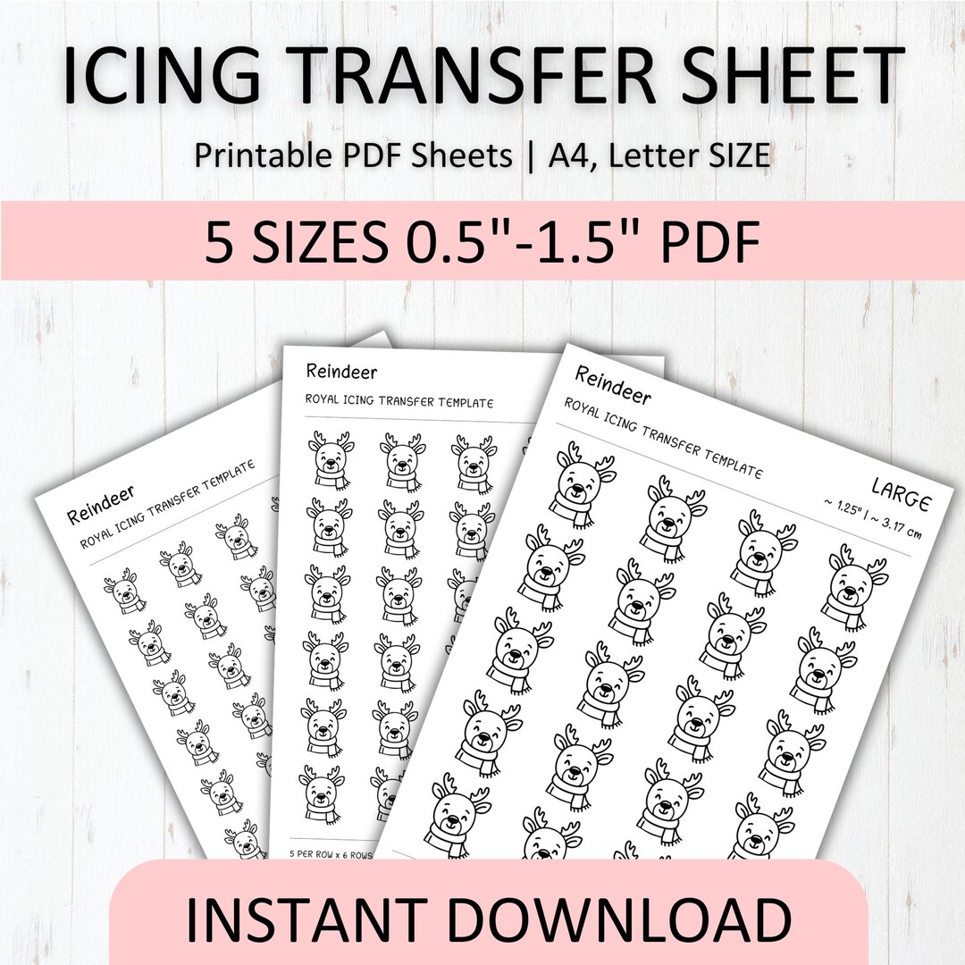 Reindeer Royal Icing Transfer Sheets, Cookie Decorating (PDF) - Etsy