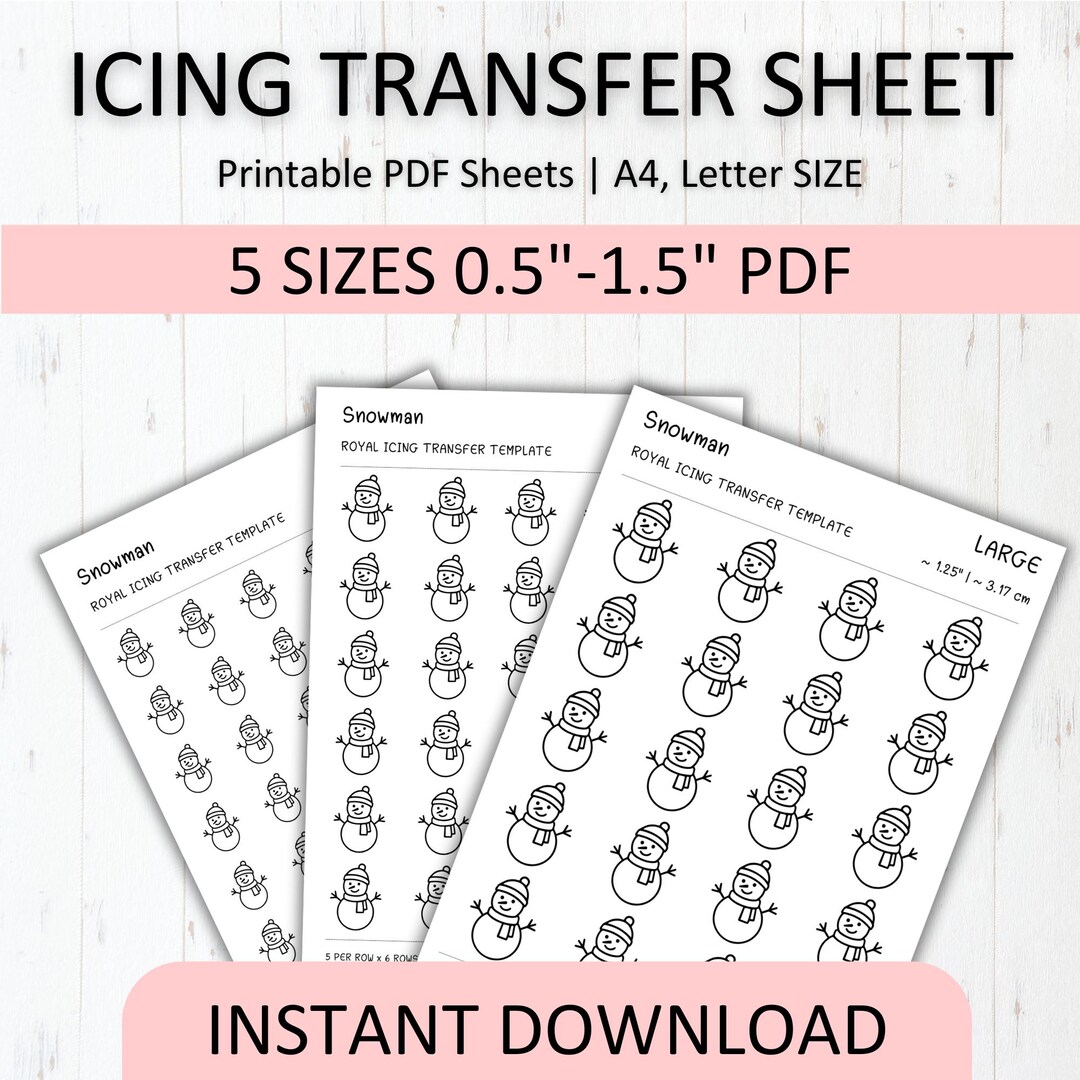 Snowman Royal Icing Transfer Sheets, Cookie Decorating (PDF) - Etsy