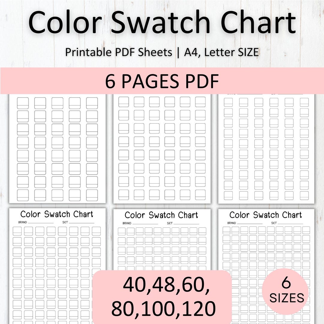 Printable Color Swatch Chart: Alcohol Marker & Watercolor Test (digital ...