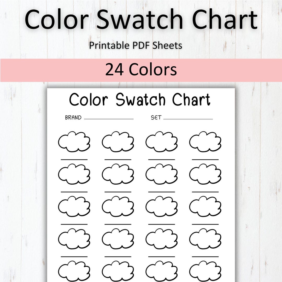 Cloud Color Swatch Chart Template: 24 Colors (digital Download PDF) - Etsy