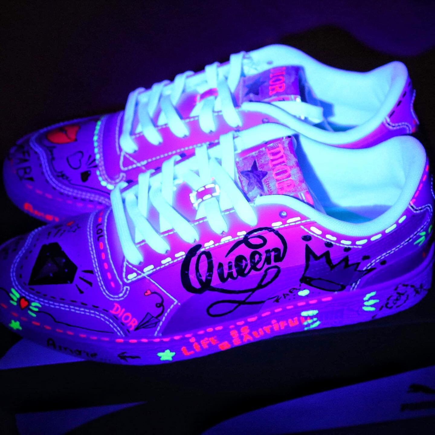 Custom Hand Painted Shoes, Painted Shoes, Personalised Neon Painted ...