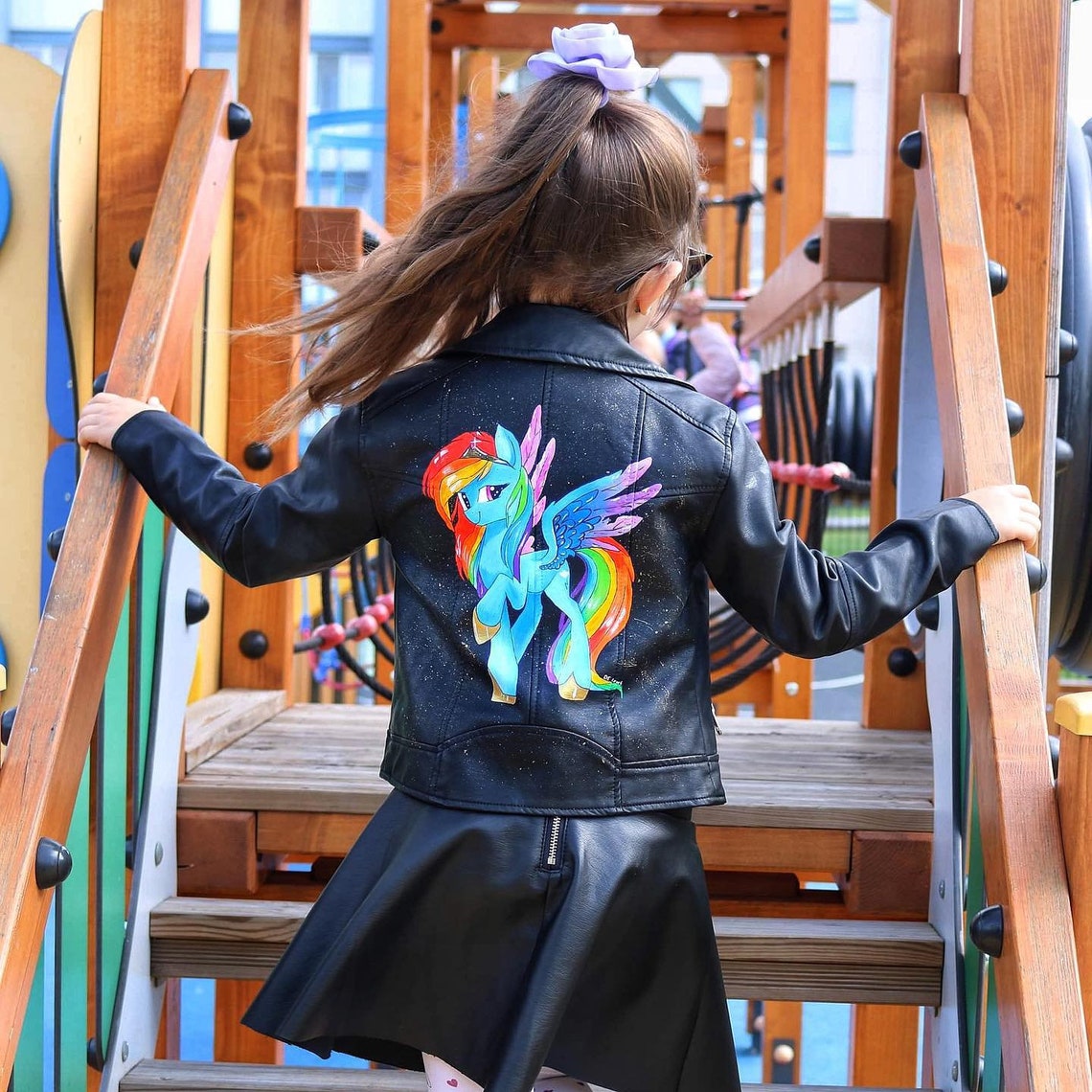 Hand Painted Leather Jacket, Leather Jacket, Art Jacket, Little Pony ...