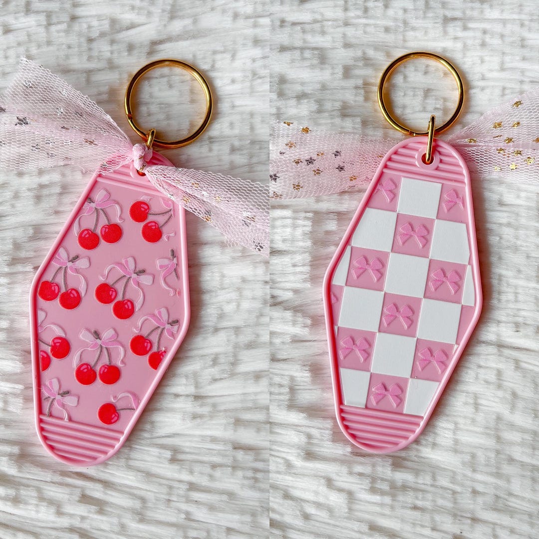 Pink Girly Coquette Keychains/disco Cowgirl/cherries/pink Keychain - Etsy