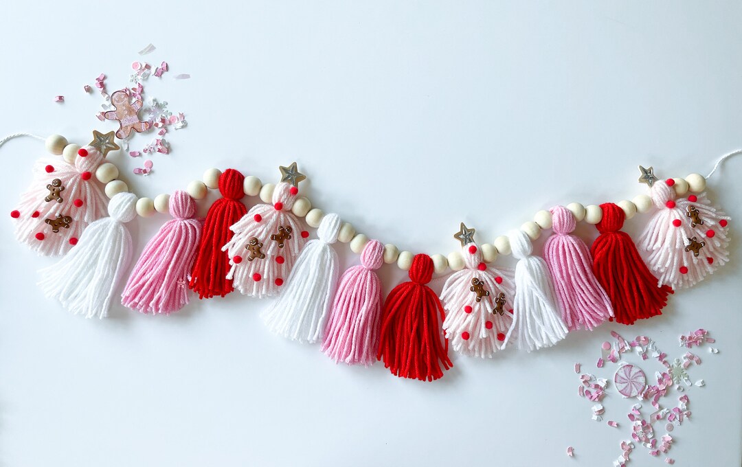 Gingerbread Pink Tree Garland/pink Christmas Decor/whimsical Pink ...