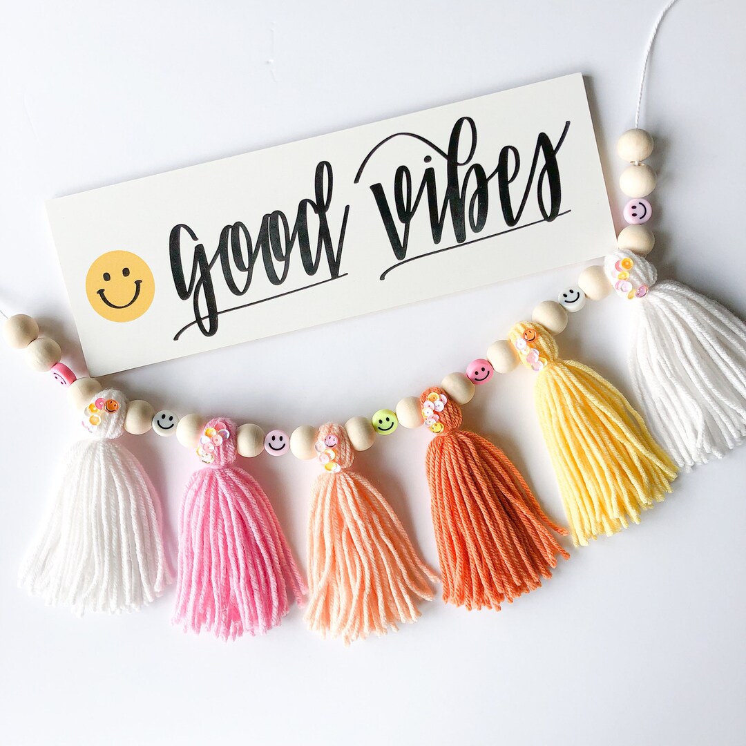 Smiley Face Tassel Garland/boho Flower Garland/summer Decor/groovy ...