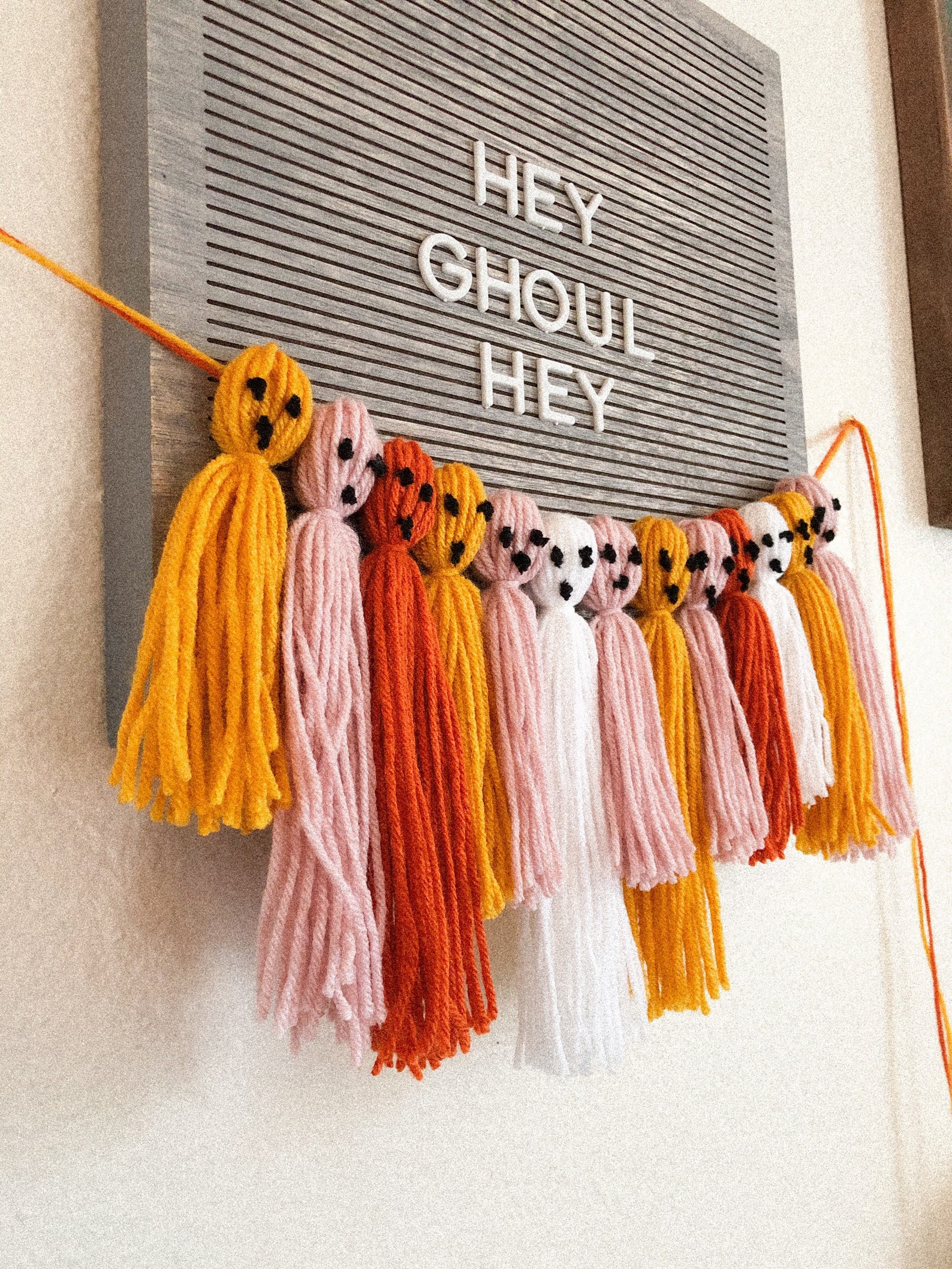 Ghoulish Ghost Garland/pink Halloween Decor/pink, Orange, Mustard and ...