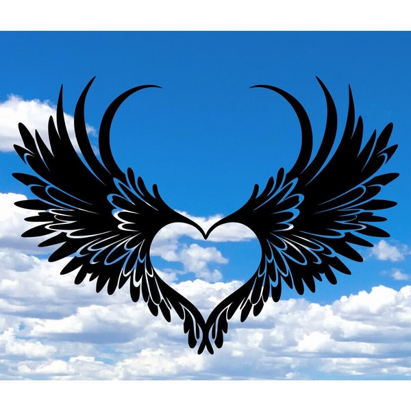 Heart Wings Decal Etsy