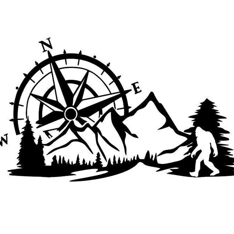 Bigfoot Compass Decal - Etsy