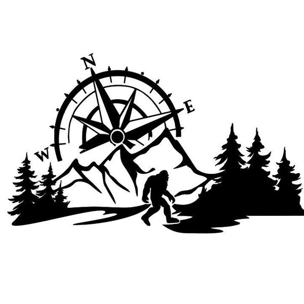 Sasquatch Compass Decal - Etsy