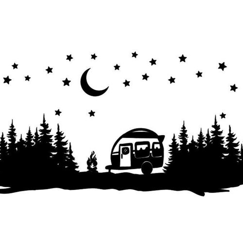 Camper Camping Site Mountain Scene Moon/stars car Window - Etsy