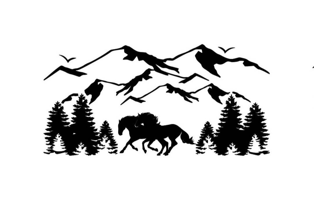 Running Wild Horses Mountain Scene Vinyl Decal high Quality Oracal 651 ...
