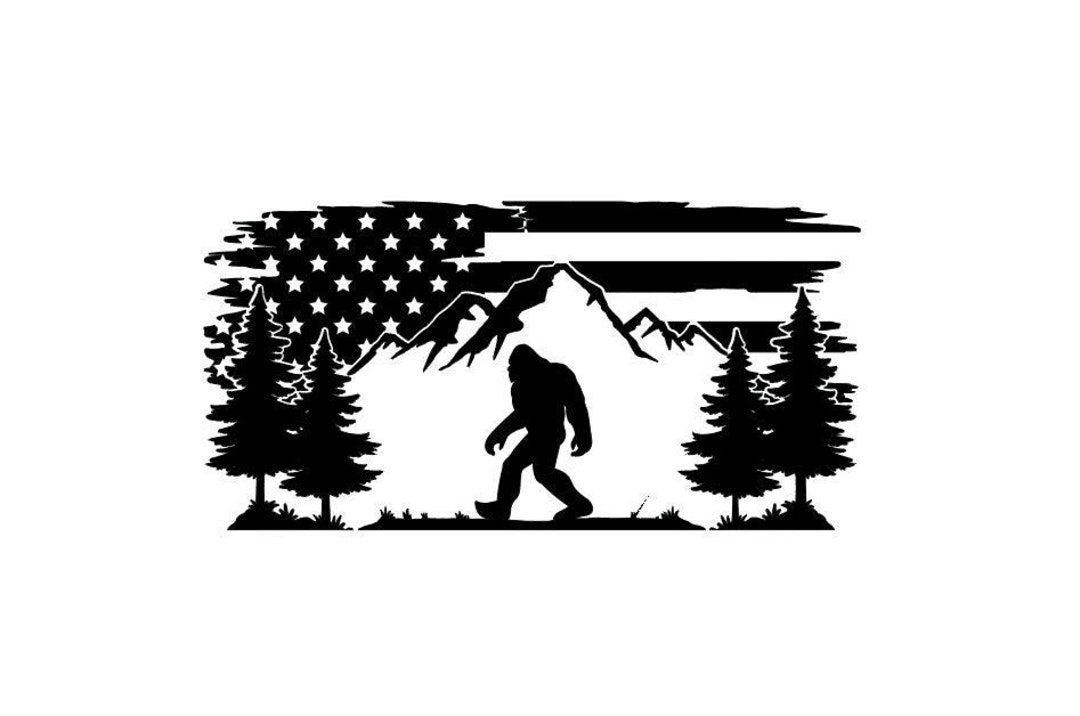 Bigfoot Sighting Forest Mountain Tree Lined Vinyl Decal high Quality ...