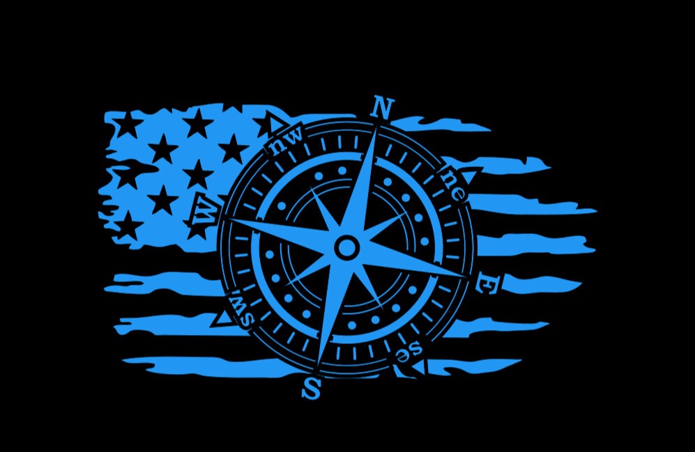 American Flag Compass Rose Vinyl Decal vinyl Decal high - Etsy